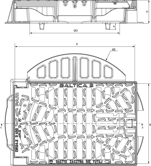 Flat grating BALTICA 2 Class D400 Frame with 3 side-flange | Pamline