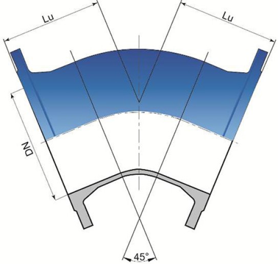 Bend 45° (1/8) (PECB) with 2 Fixed Flanges | Pamline