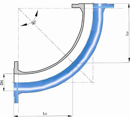 90° Flanschbogen Groß Radius mit feststehendem Flansch | Pamline