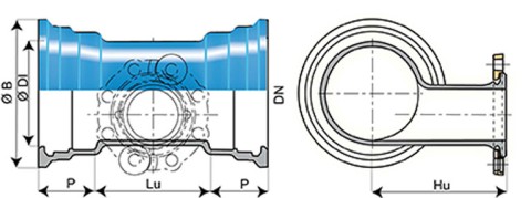 Invert Level Tee (PECB) with 2 sockets STANDARD and Rotatable Flange ...